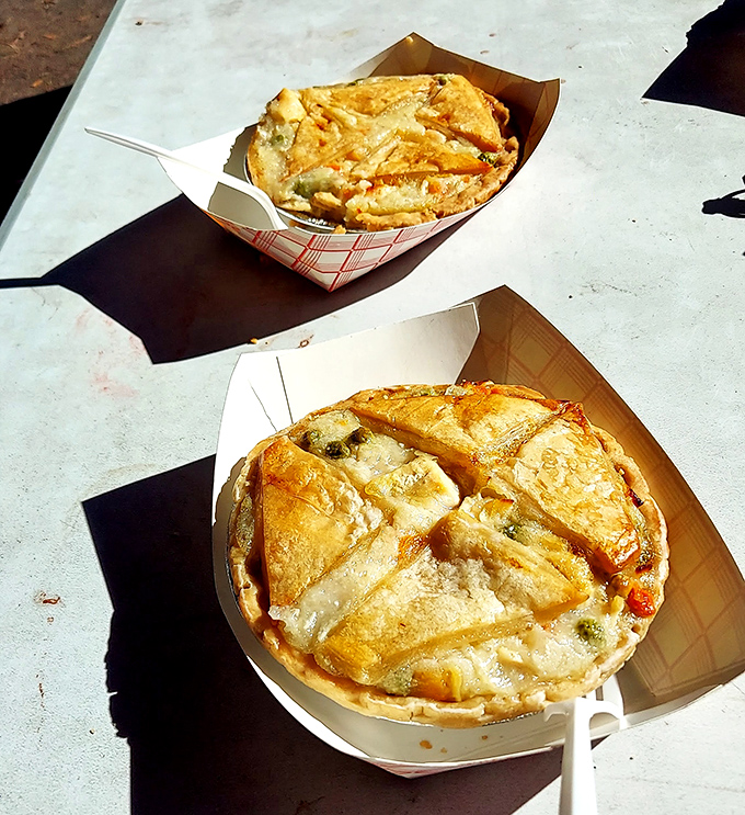 Chicken pot pies that make TV dinners weep with inadequacy—flaky, golden-topped vessels of comfort sailing on a sea of savory filling.