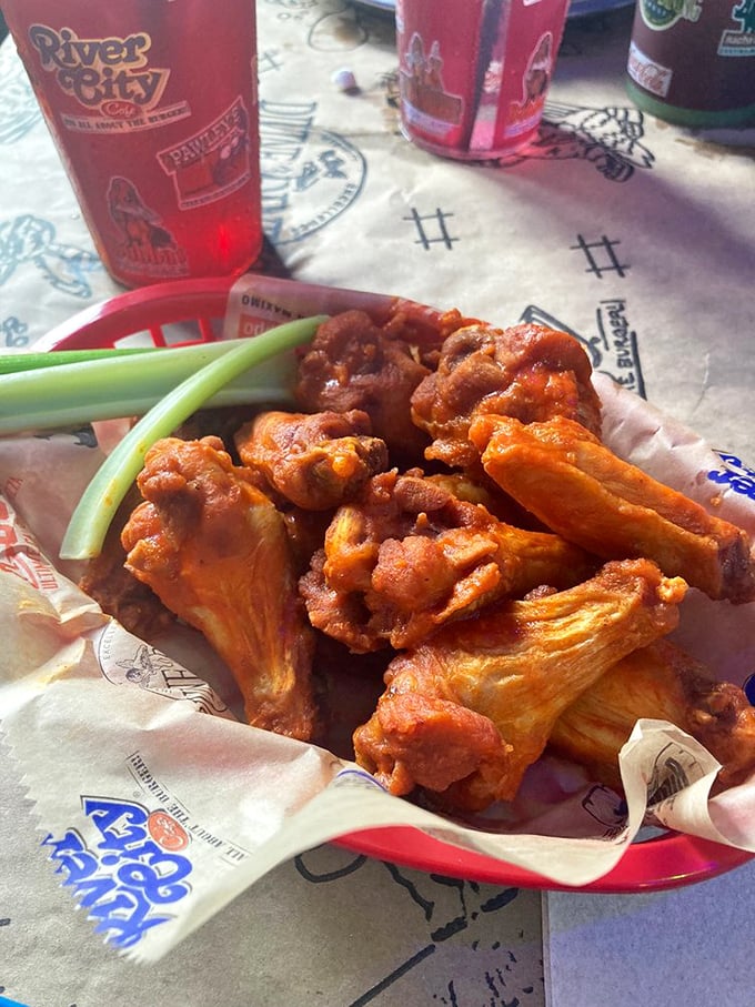 Buffalo wings that don't mess around! These saucy little flavor bombs prove River City Cafe isn't just about the beef.