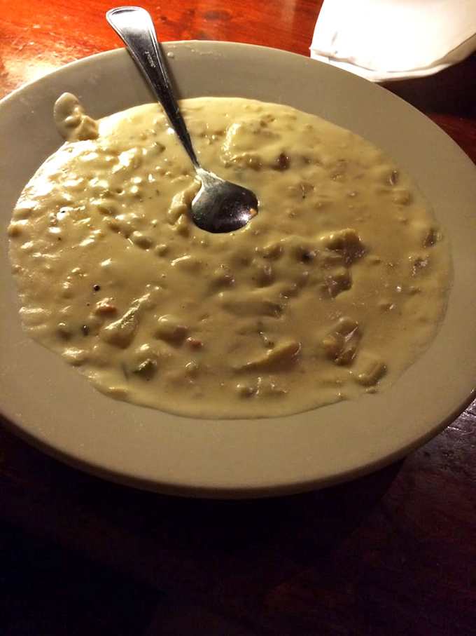 Clam chowder so creamy it should come with its own warning label. This isn't soup—it's a warm hug in a bowl that's been perfected over countless Sierra winters.