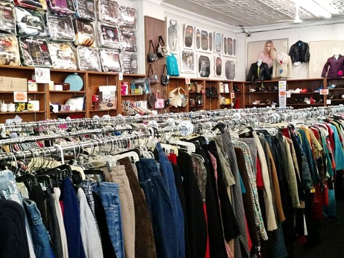 The clothing section: where designer labels hide among everyday brands like truffles in a forest, waiting for sharp-eyed shoppers.