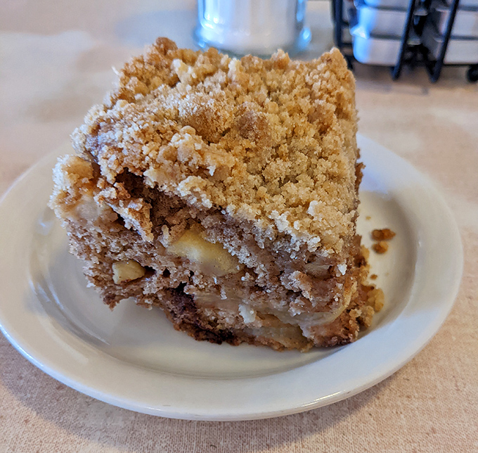 This coffee cake isn't trying to win beauty contests—it's too busy being the comfort food equivalent of a warm hug from your favorite aunt.