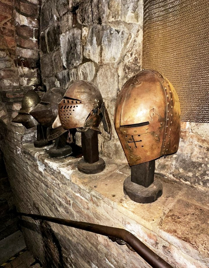 These medieval helmets aren't just for show—they're for when you've had one too many tastings and need protection from your own bad decisions.