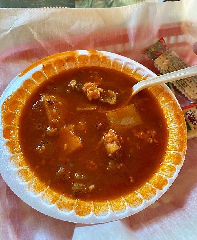 This conch chowder isn't just soup—it's a warm, spicy hug in a bowl that tells stories of the sea with every spoonful.
