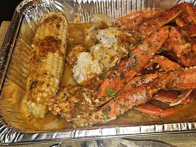 Thursday's Lobster Bake special arrives like a seafood lover's fantasy—crab legs, corn, and all the fixings bathed in that magical crab broth.