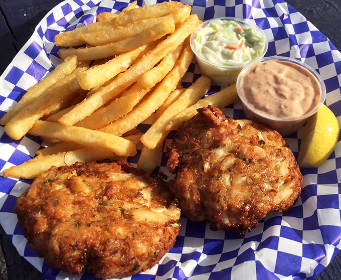 These crab cakes don't mess around with fillers—they're the seafood equivalent of a handwritten letter in the age of text messages: authentic and worth the wait.