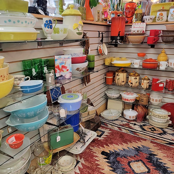 Pyrex paradise! These vintage kitchen treasures have survived countless Thanksgiving disasters and lived to tell the colorful tale.