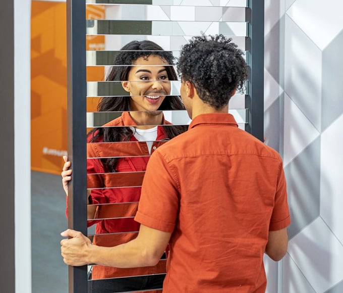 This fragmented mirror doesn't just reflect your face – it reflects the countless possibilities of perception hiding in plain sight.