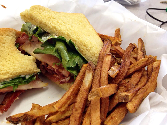 This BLT isn't playing around. Crispy bacon, fresh greens, and those hand-cut fries that make you wonder why you ever ate the frozen kind.