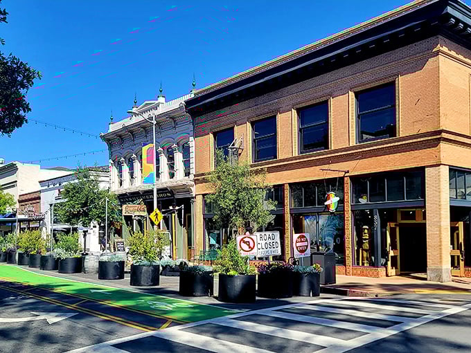 Historic architecture meets modern charm on streets designed for wandering and window shopping.