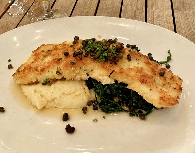 The Grouper Picatta performs a delicate balancing act – crisp parmesan crust protecting tender fish, all swimming in a sauce worth bottling and taking home.
