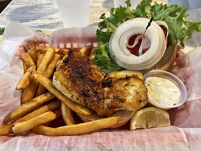 The blackened grouper sandwich—Florida's answer to the question "What would happen if the ocean and a bakery had a delicious baby?"