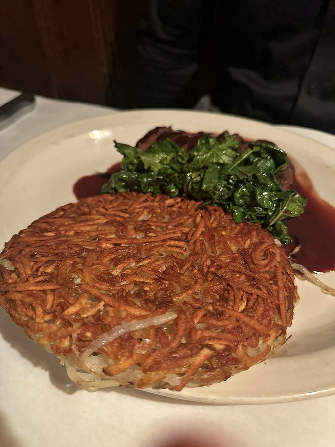 These aren't your diner's hash browns. Crispy, golden potato perfection that somehow manages to be both delicate and substantial—the supporting actor that steals the scene.