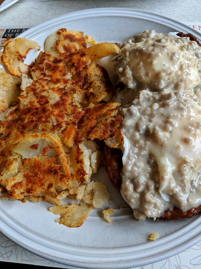 These aren't just home fries; they're a crispy, seasoned supporting act that refuses to be upstaged by the main attraction.