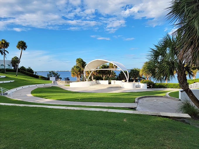 Mother Nature's amphitheater. This elegant waterfront pavilion hosts everything from weddings to sunset jazz, all with a million-dollar backdrop.