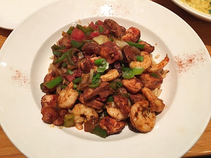 This jambalaya doesn't just bring New Orleans to Ohio—it throws a full-on Mardi Gras parade on your plate, complete with shrimp that demand attention.