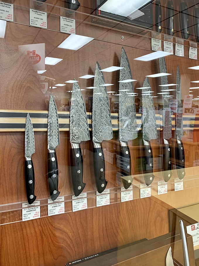 These aren't just knives—they're kitchen jewelry. The Damascus steel pattern makes slicing an onion feel like participating in culinary theater.