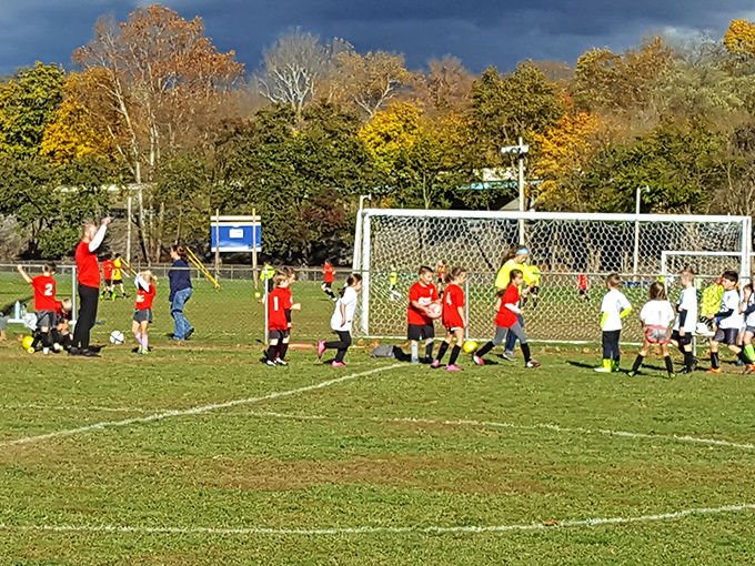 Youth soccer in full swing with autumn's golden palette providing nature's perfect backdrop. Childhood memories in the making, Pennsylvania-style.