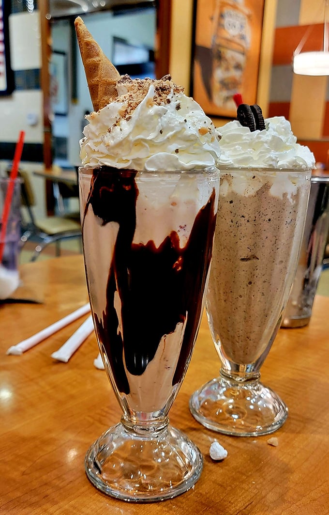 Milkshakes so extravagant they need building permits. That chocolate drizzle isn't just decoration—it's the ribbon on your gift to yourself.