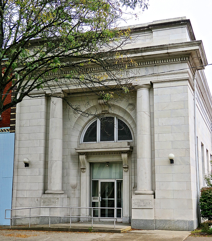 This isn't just a pretty facade—the former Milton National Bank building represents an era when financial institutions were built to inspire confidence through grandeur.
