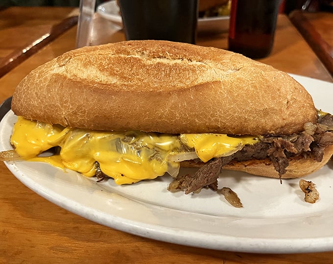 The cheesesteak at Grubstake doesn't mess around—tender meat smothered in molten cheese on a crusty roll that would make Philadelphia nod in approval.