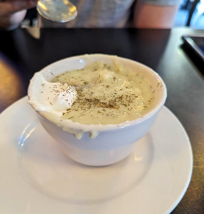 Not all heroes wear capes—some wear soup bowls. This creamy dill pickle soup defies logic and wins taste buds with each surprisingly delicious spoonful.