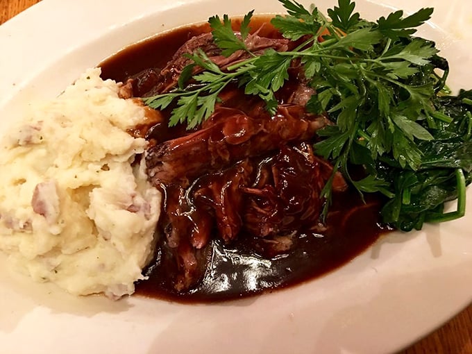 Comfort food doesn't get more comforting than this pot roast with real mashed potatoes. The kind of meal that makes Mondays bearable again.