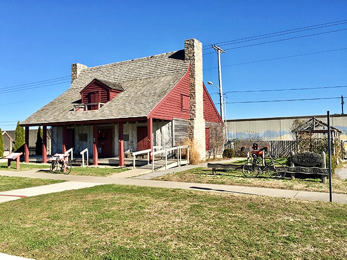 The Red House Interpretive Center stands as a humble time capsule, its weathered timbers and stone chimney whispering tales of frontier life.