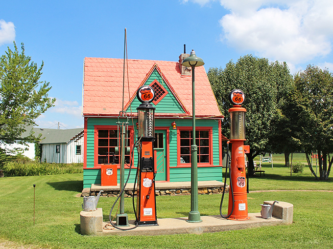 This vintage Phillips 66 station at Red Oak II isn't just preserved—it's a time machine. Imagine pulling up in your '57 Chevy asking for "fill 'er up!"
