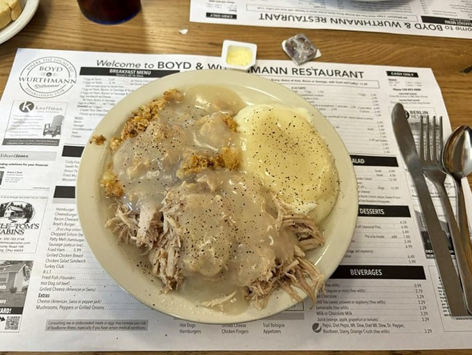 Turkey so tender it practically falls apart, accompanied by gravy that deserves its own fan club.