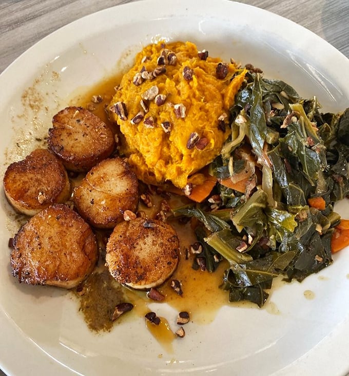 These scallops are the Meryl Streep of seafood – consistently excellent, perfectly seared, and deserving of all the awards.