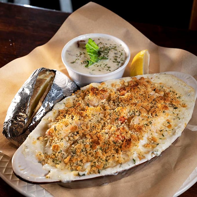 Seafood casserole with that irresistible golden crust—where comfort food meets oceanic decadence in one bubbling, beautiful dish.
