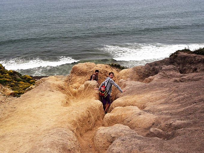 The path less traveled sometimes requires a scramble. This natural staircase separates the merely curious from the truly committed adventurers.