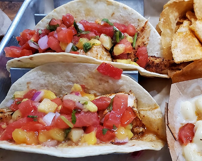 These shrimp tacos aren't just pretty faces – they're flavor bombs wrapped in tortillas, topped with a fiesta of fresh pico de gallo.