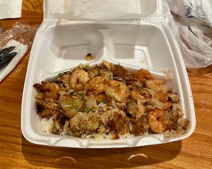 The famous crab rice with shrimp—where seafood and rice perform a delicious duet that could only happen in Charleston.