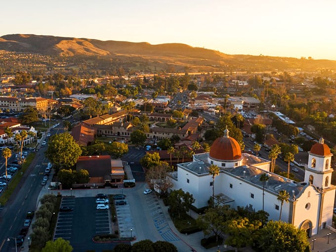 Golden hour bathes the mission's iconic dome in light that would make Renaissance painters weep with joy.