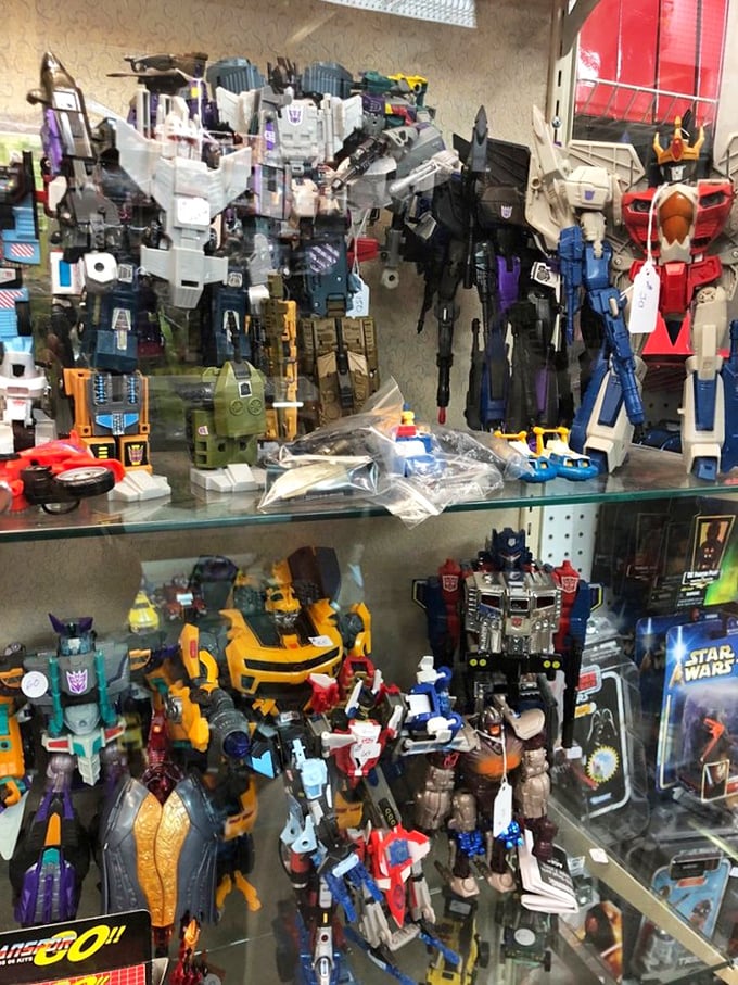 Transformers standing at attention like tiny mechanical soldiers. More than meets the eye—and more than your spouse might want you to bring home.
