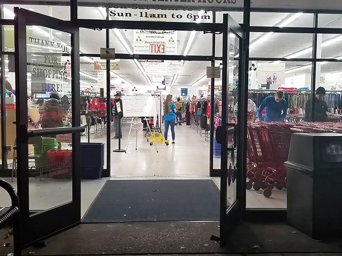 The thrill of the hunt in progress—shoppers navigate the well-organized aisles with the focus of archaeologists on the verge of discovery.