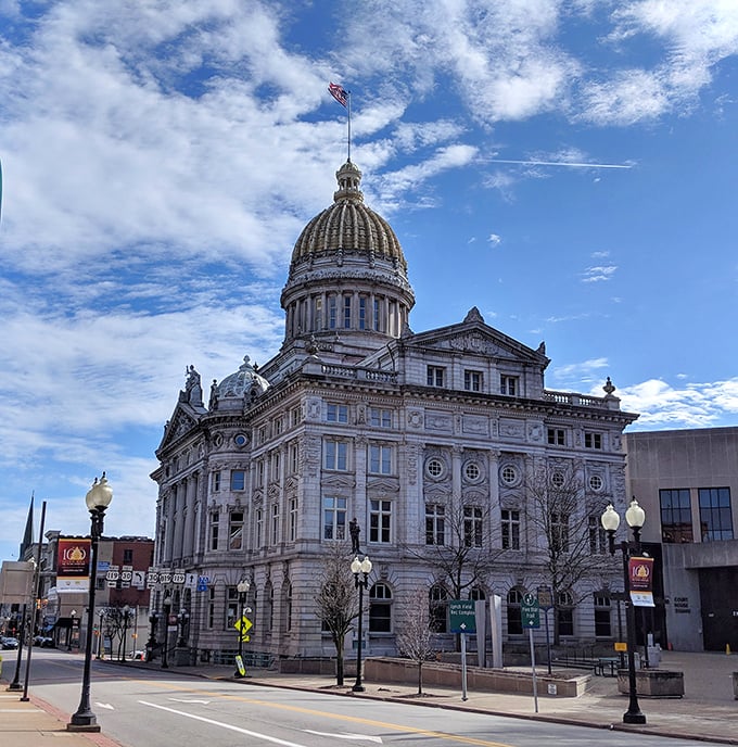 The Westmoreland County Courthouse stands as a testament to when government buildings were designed to inspire awe rather than remind you of your DMV appointment.
