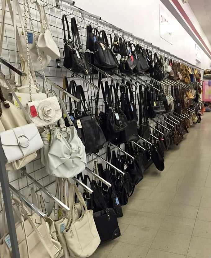 Handbag heaven for the fashion-forward bargain hunter—where designer knockoffs and genuine vintage finds hang side by side in leather harmony.