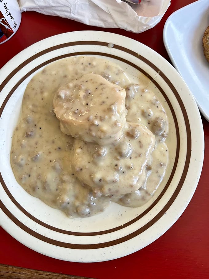 These biscuits and gravy aren't just a menu item—they're an event. Flaky islands swimming in a sea of peppery, sausage-studded comfort.