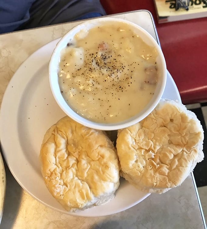 These biscuits aren't just made from scratch—they're made with conviction. The gravy? Let's just call it liquid comfort.