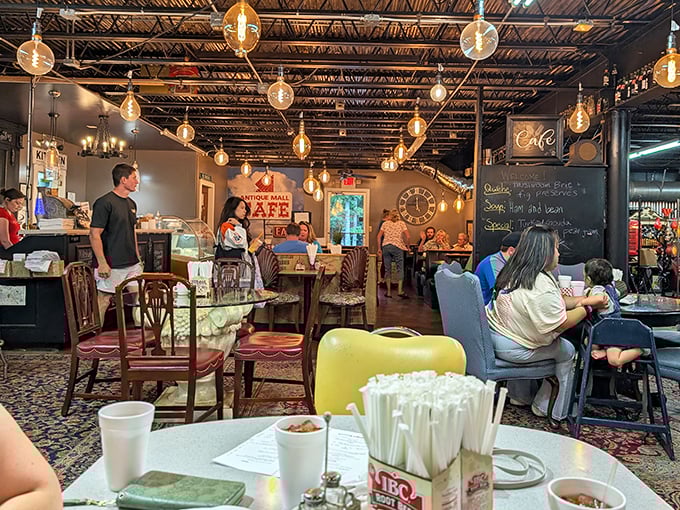 The café corner offers a perfect respite when your treasure-hunting legs need a break and your antiquing spirit needs refueling.