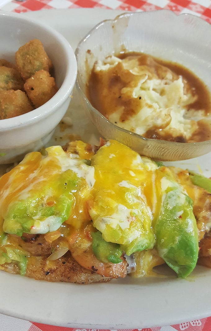 This isn't just food—it's edible Southern comfort. The melted cheese and avocado create the kind of harmony that makes you forget your troubles.
