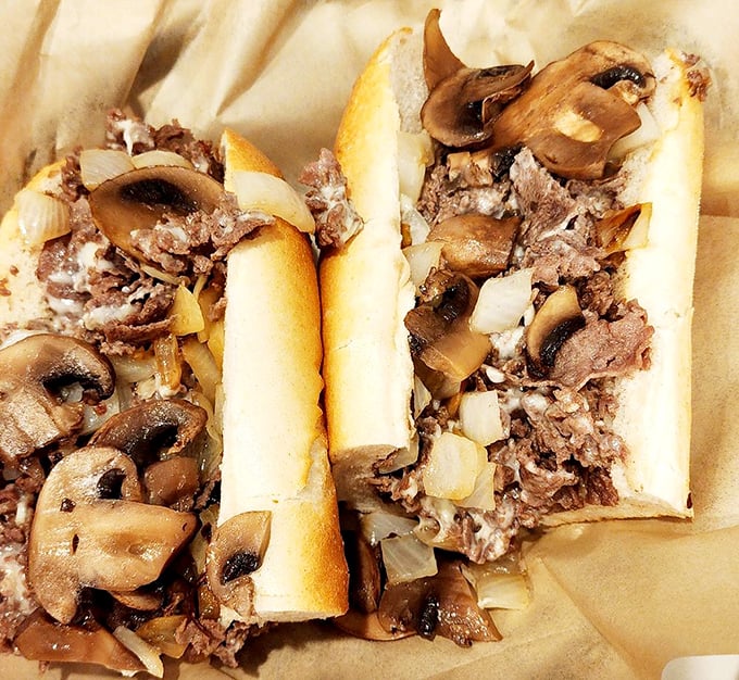 The Kennett Square Mushroom Cheesesteak pays homage to local fungi fame. Those sautéed mushrooms aren't just toppings—they're neighborhood celebrities.
