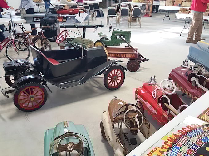 Pedal cars from yesteryear that make modern Power Wheels look like boring plastic toys. That Model T replica? Pure childhood magic.