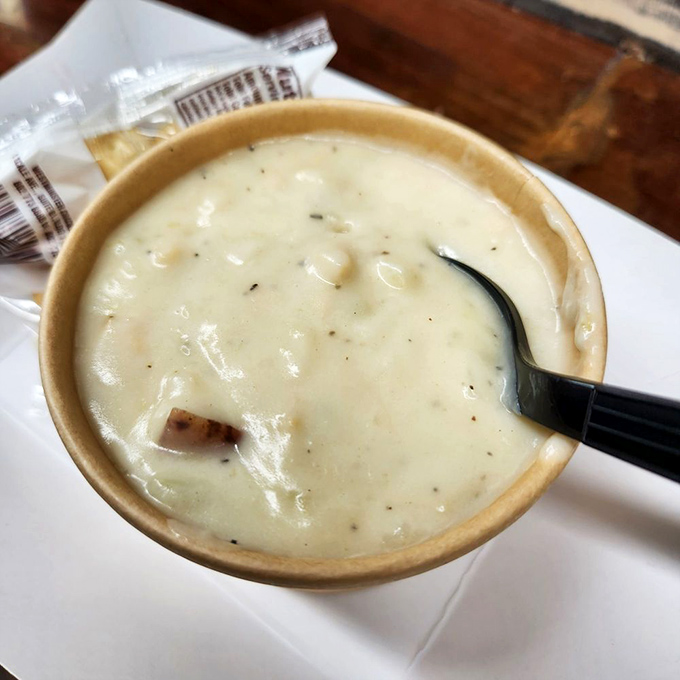 A bowl of New England clam chowder so authentic it might make a Bostonian shed a patriotic tear of approval.