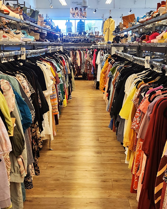Color-coordinated clothing displays make finding your perfect piece as easy as shopping your favorite department store.