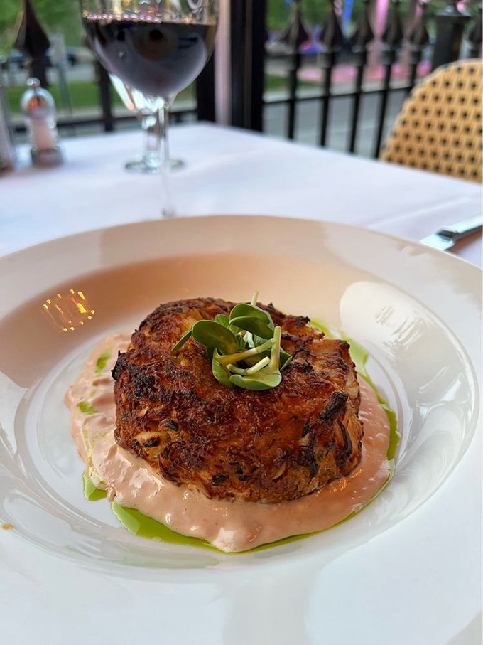This isn't just a crab cake – it's a masterclass in restraint. Just enough binding to hold together what seems like an entire crab.