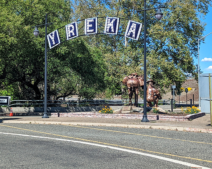 The Yreka welcome arch stands as a portal between past and present. Step under it and suddenly your smartphone seems less important.