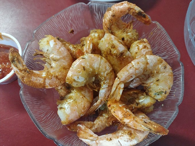 Golden fried shrimp that snap between your teeth, each one a perfect morsel of oceanic delight served in unpretentious glory.